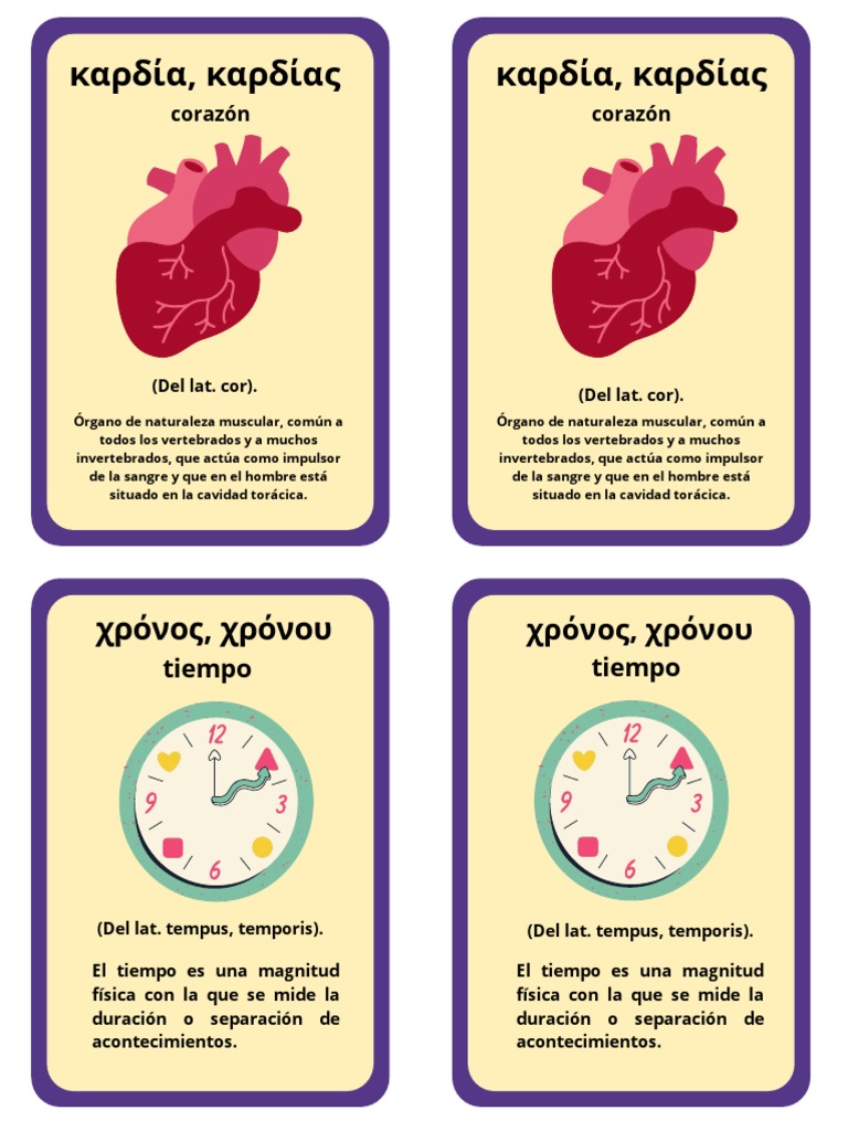 Etimología, Memorama Griego | PDF | Sangre | Vena