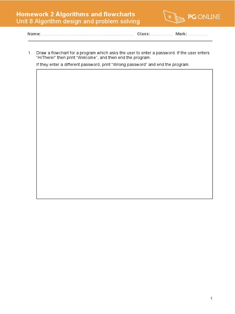 Unit 8 Algorithm Design and Problem Solving: Homework 2 Algorithms and Flowcharts | PDF