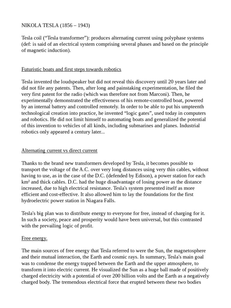 Nikola Tesla | Download Free PDF | Nikola Tesla | Alternating Current