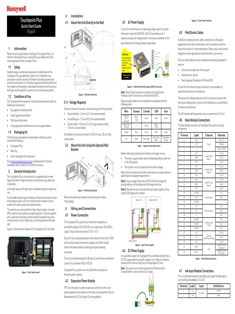 01-Touchpoint Plus QSG Man0985 v2 0216 | PDF | Power Supply | Mains Electricity