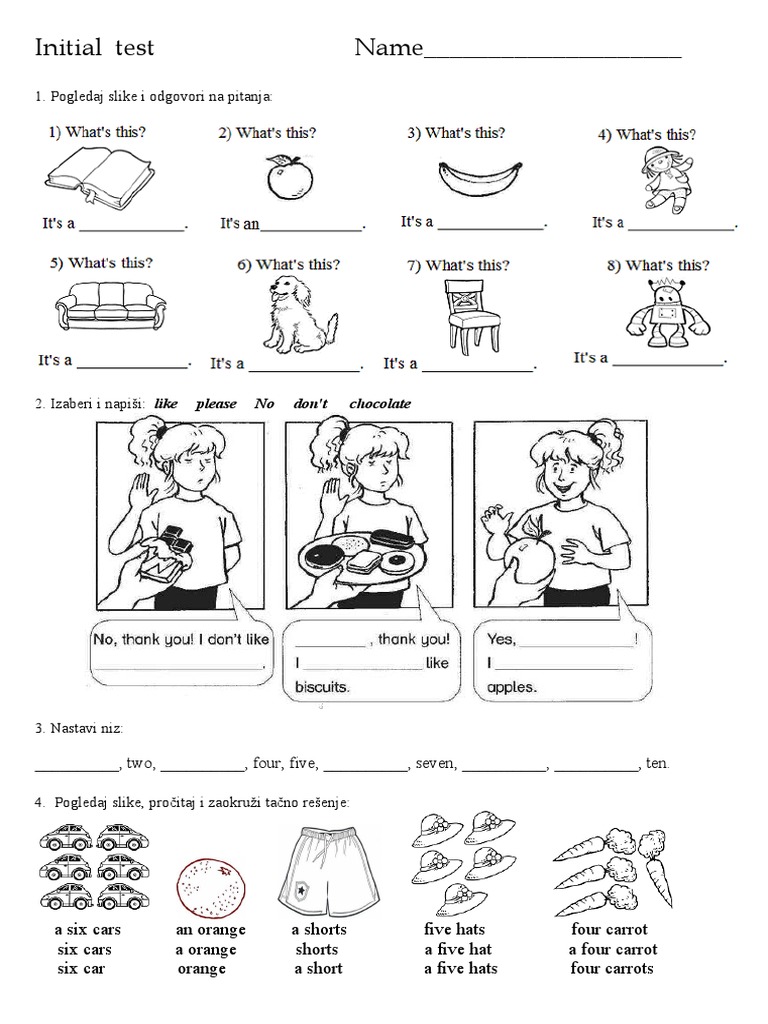 INICIJALNI TEST ZA III Engleski Jezik | PDF