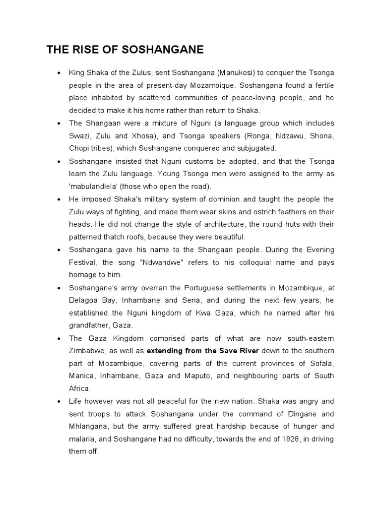 Rise and Legacy of Soshangane | PDF | Africa | Southern Africa