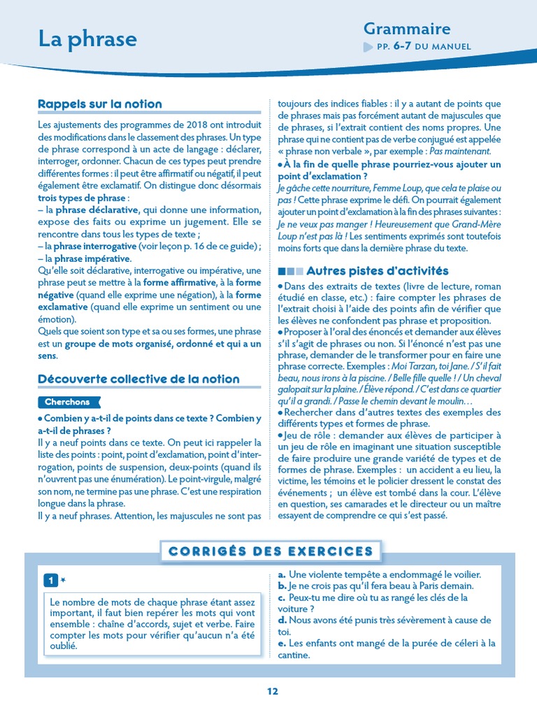 Outils Pour Le Français GUIDE CM2 Grammaire | PDF