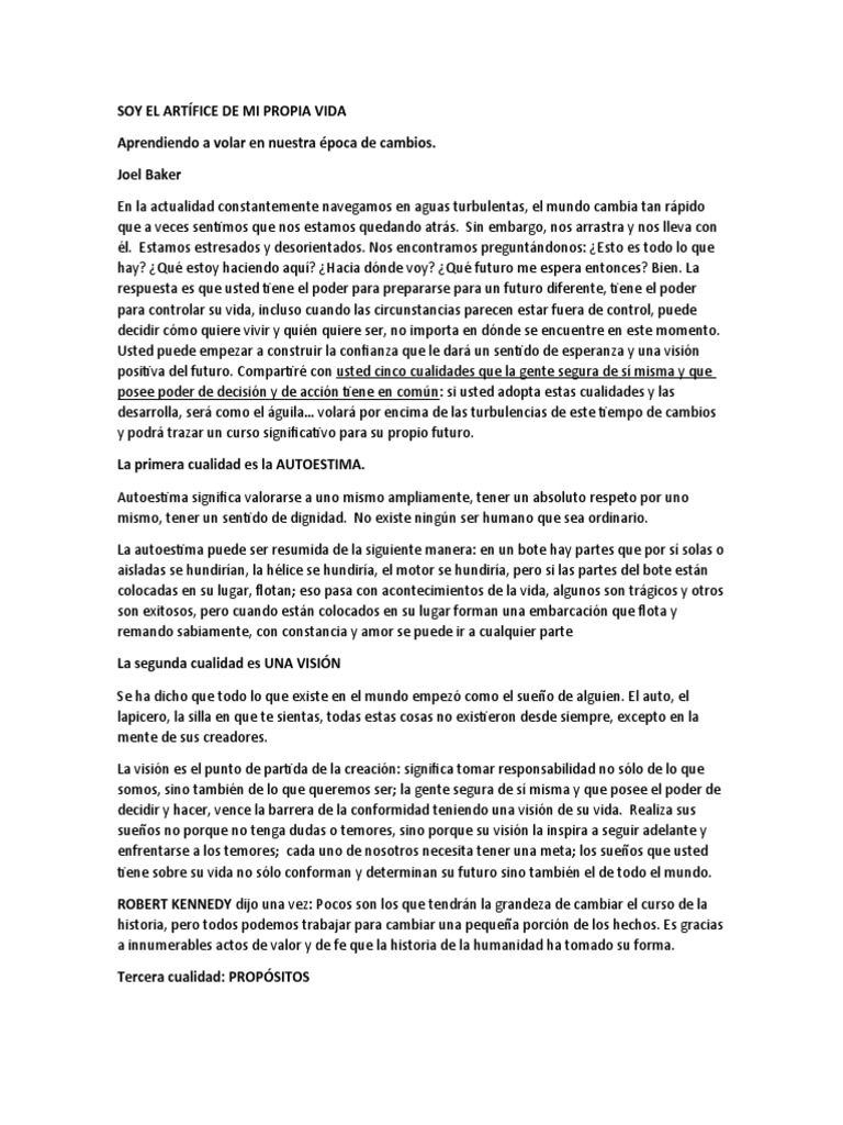 Soy El Artífice de Mi Propia Vida | PDF