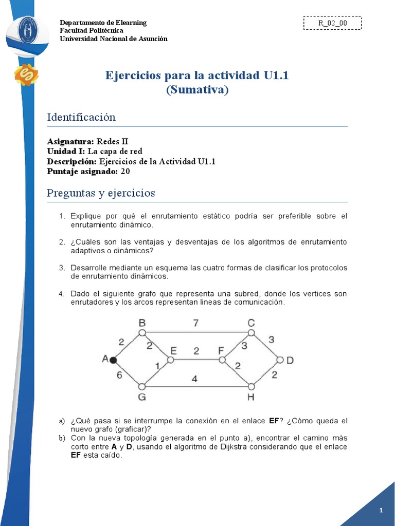 R2 Ejercicios Actividad U1.1 | PDF | Enrutamiento | Enrutador (Computación)