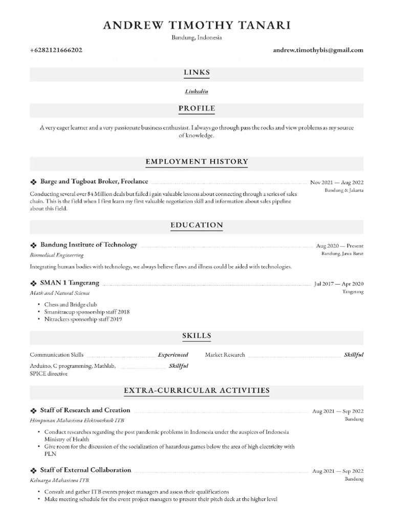 CV - Andrew TImothy Tanari | PDF