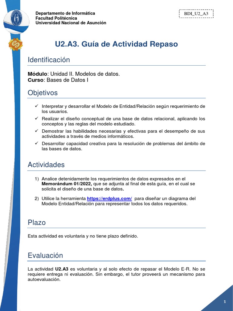 U2A3 Guía-de-Actividad-Repaso | PDF | Bases de datos | Informática