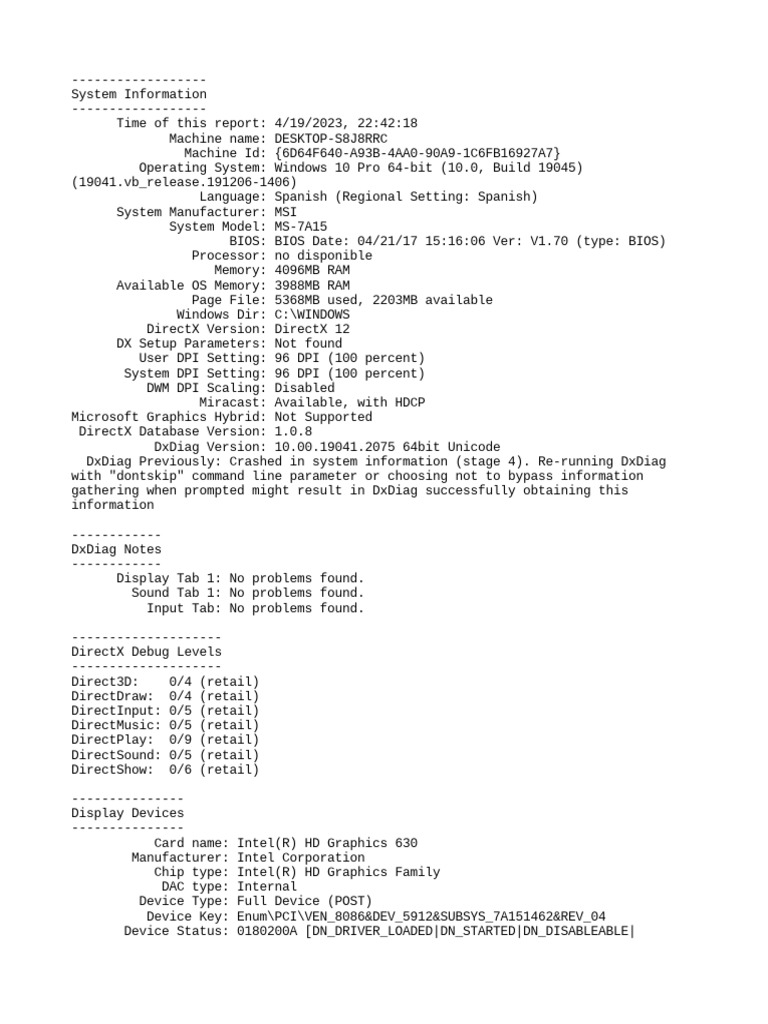 DX Diag | PDF | Device Driver | Computer Monitor