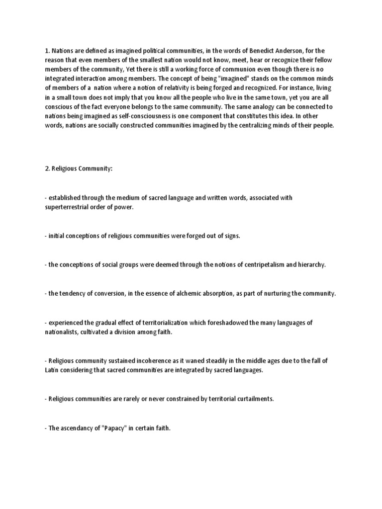 Understanding Imagined Communities: Nationalism and Religion | PDF ...