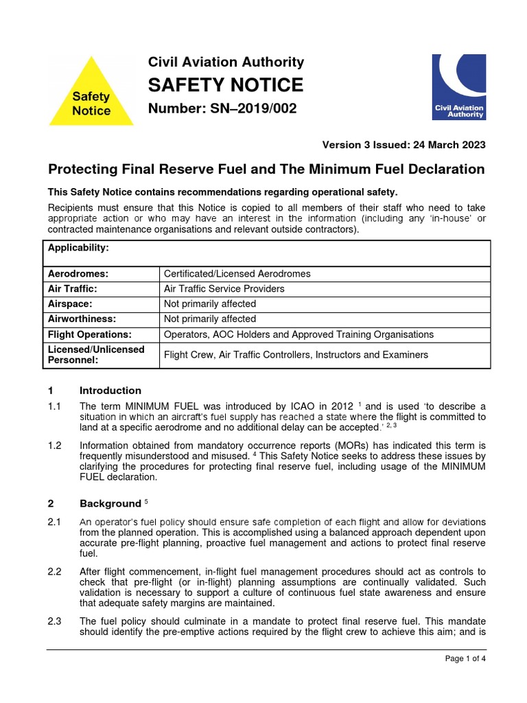 Safety Notice 2019002 V3 | PDF | Air Traffic Control | Aviation