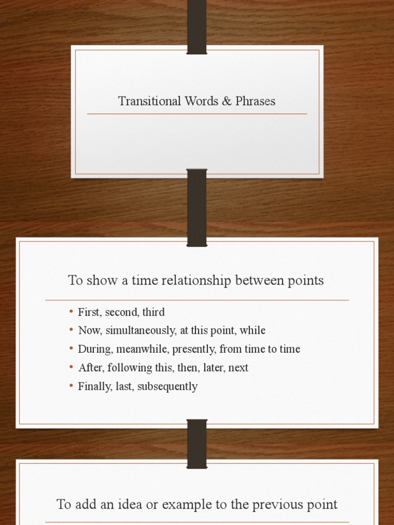 Essential Transitional Words & Phrases | PDF