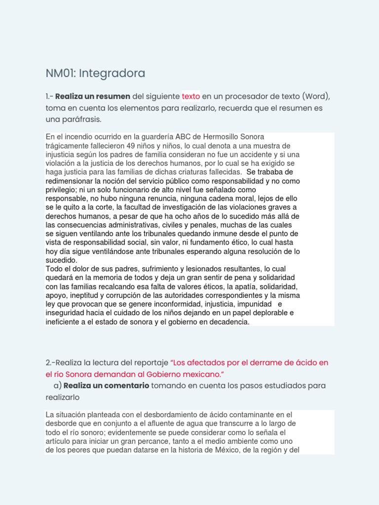 Actividades Integradoras NM01 y NM06 | PDF
