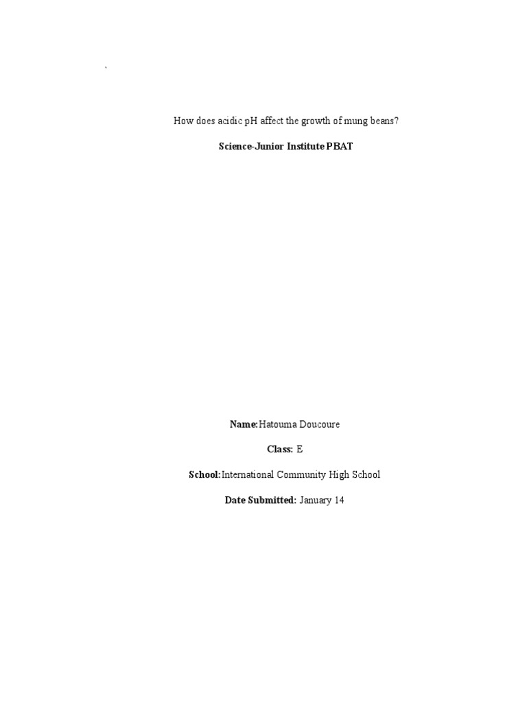 mung bean growth at different ph levels | PDF | Ph | Bean