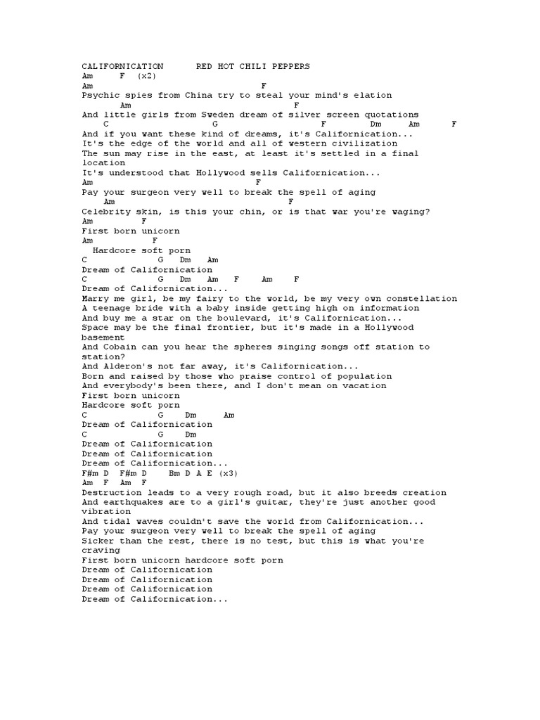Californication Red Hot Chili Peppers | PDF