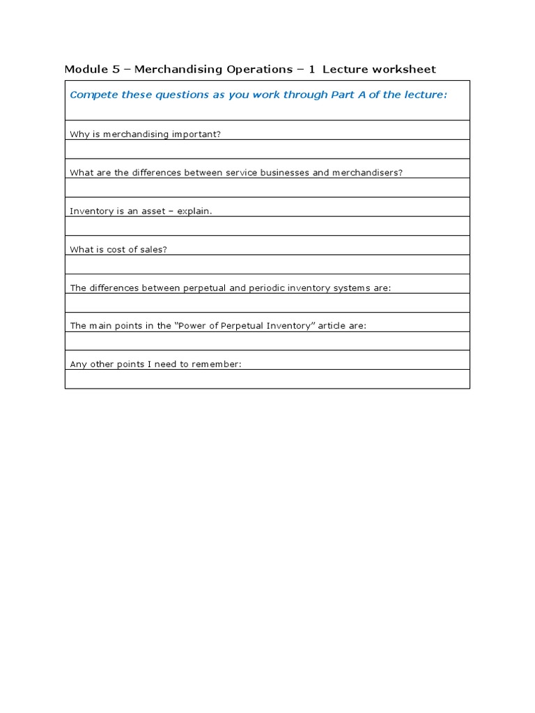 Module 5 Lecture Worksheet | PDF | Debits And Credits | Value Added Tax Module 5 Lecture Worksheet | PDF | Debits And Credits | Value Added Tax