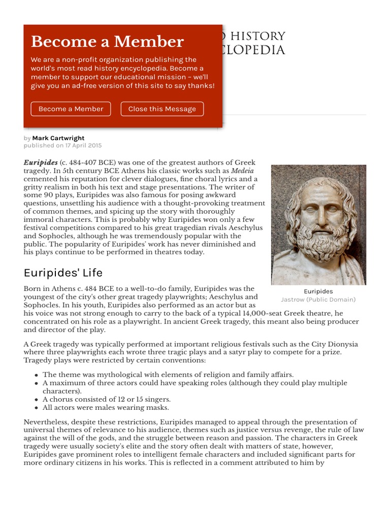 Euripides - World History Encyclopedia | PDF | Euripides | Greek Tragedy