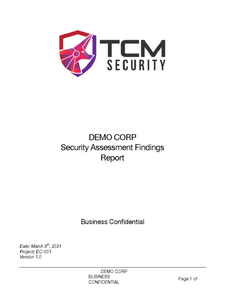 TCMS - Demo Corp - Findings Report - Example 2 | PDF | Password | Vulnerability (Computing)
