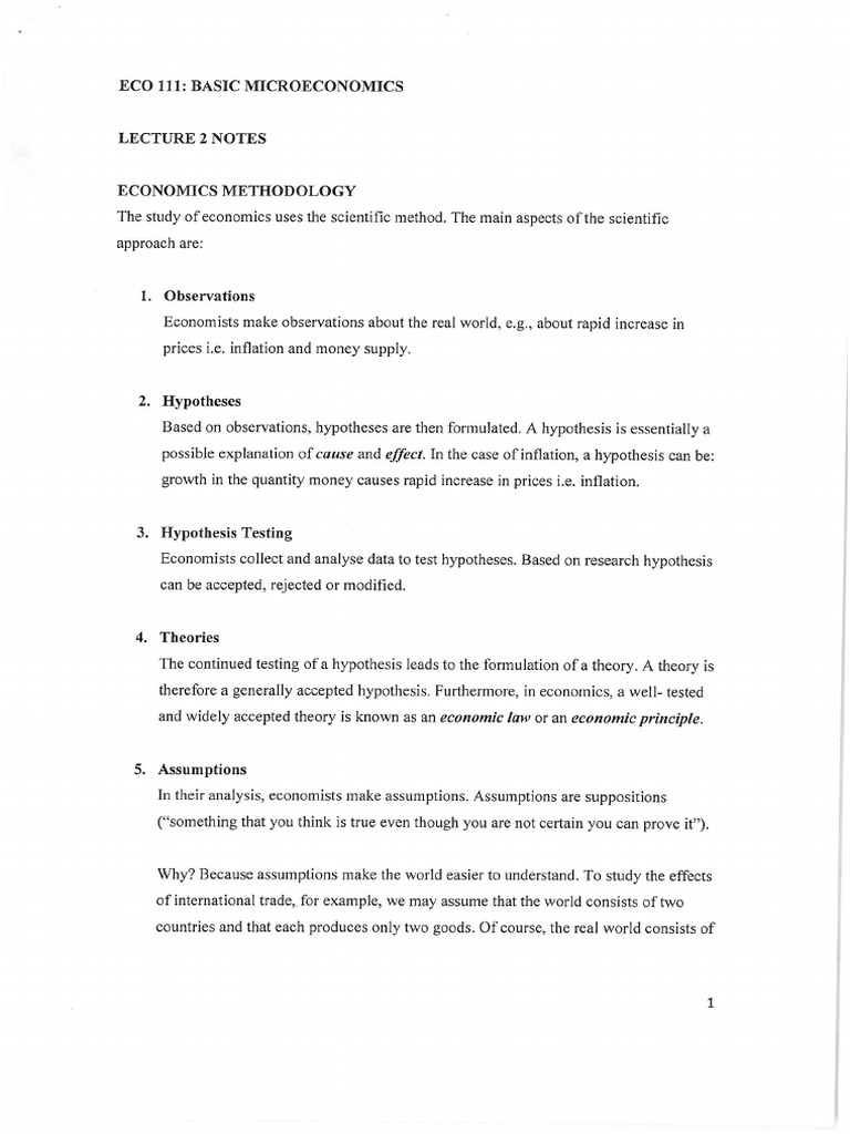 Eco 111 Lecture 2 Notes | PDF