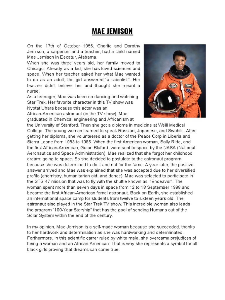 MAE JEMISON Biography | PDF