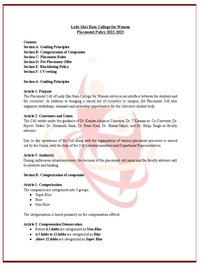 Placement Policy 2022-23 | PDF | Justice | Crime & Violence