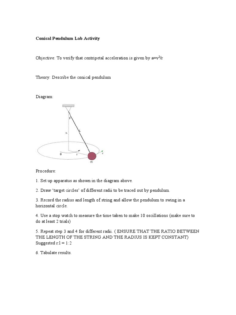 Physics Lab: Conical Pendulum Study | PDF