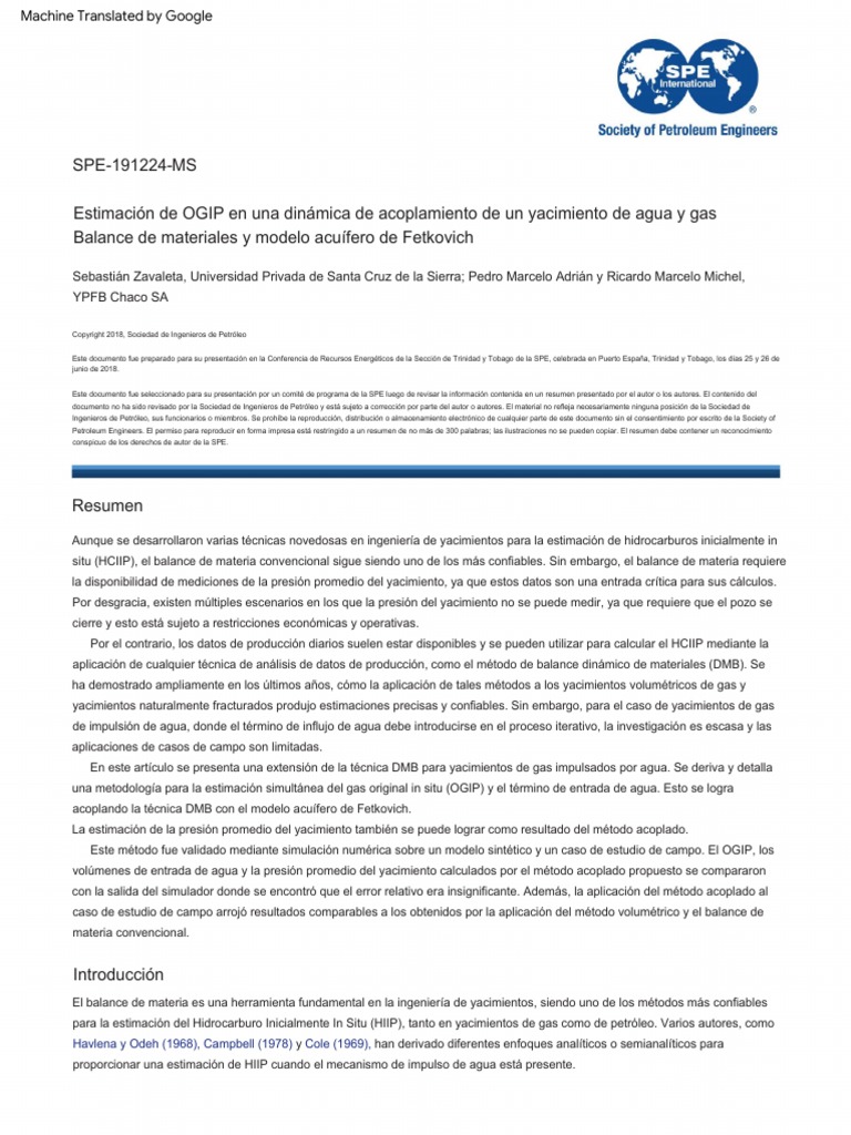 SPE 191224-MS Estimation OGIP in A Water - Drive Gas Reservoir EBM (Español) | PDF | Ecuaciones ...