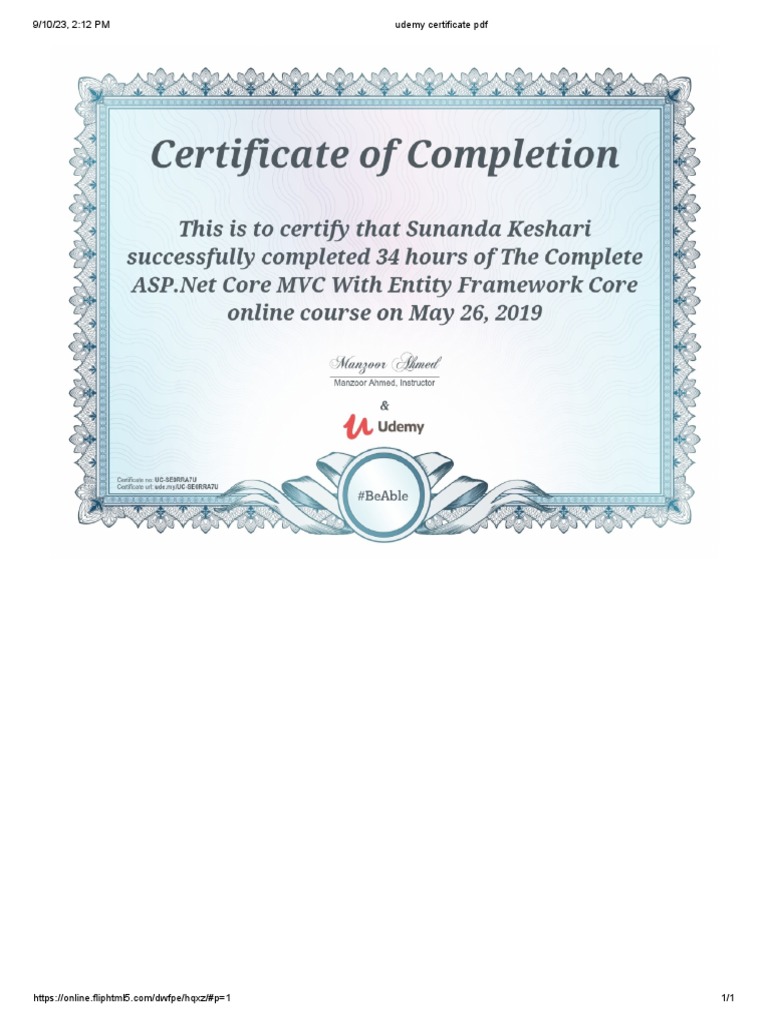 Udemy Certificate PDF | PDF