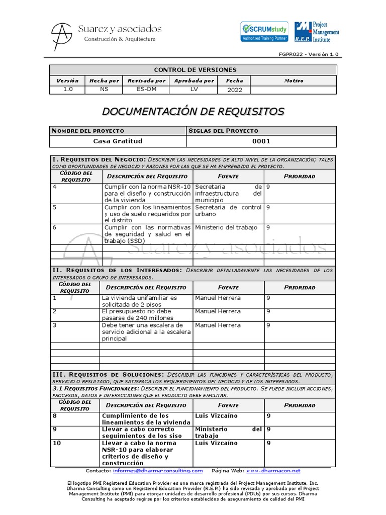 Documentación de Requisitos | PDF