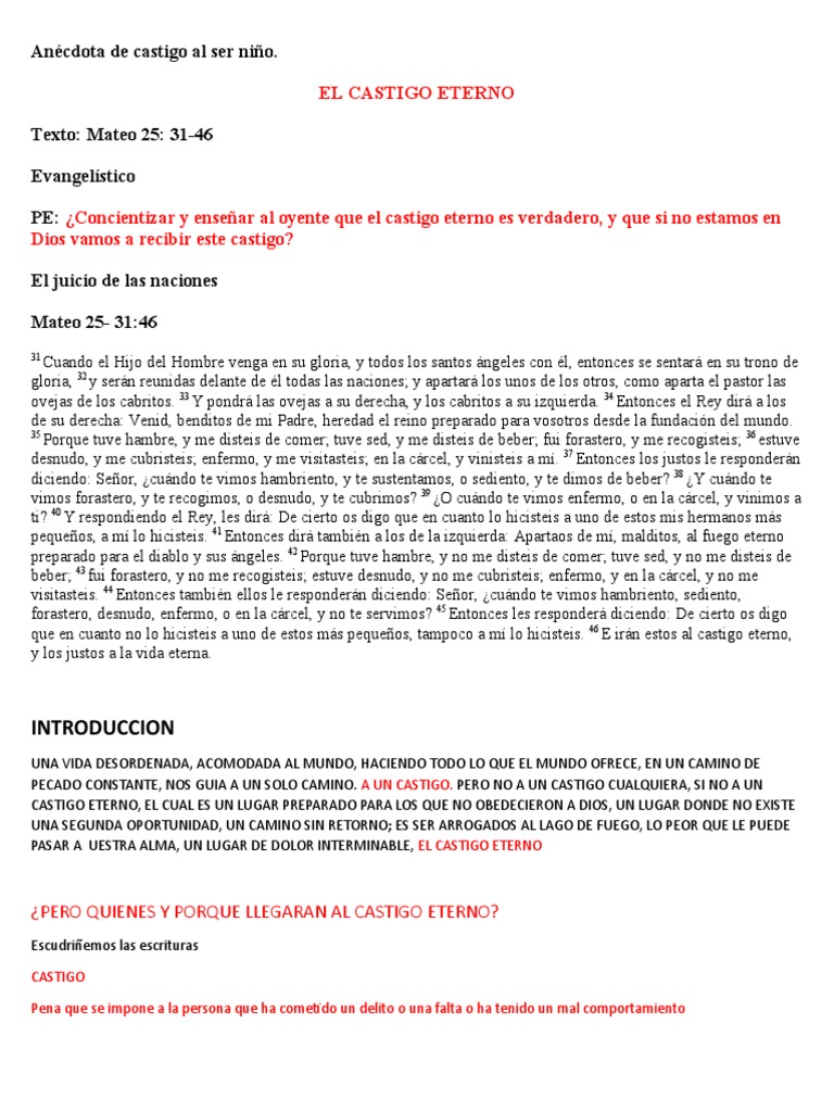 El Castigo Eterno | PDF | Pecado | Jesús