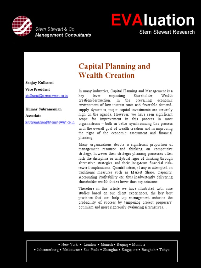 CapitalPlanningandWealth EVA2 | PDF | Net Present Value | Equity (Finance)