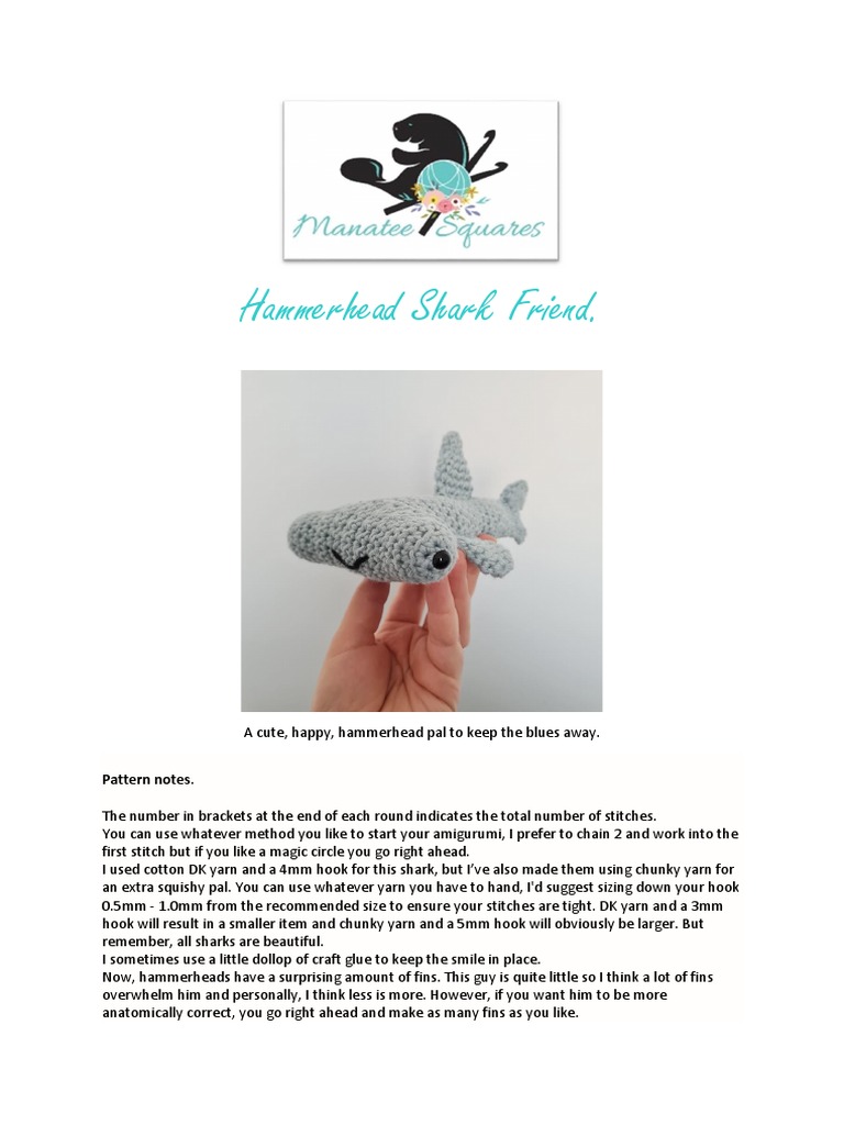 Hammerhead Shark Friend | PDF | Crochet | Handicrafts