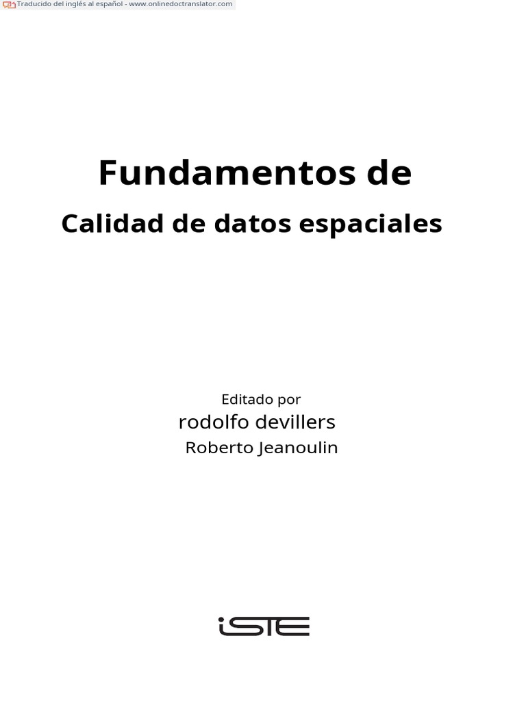 14 - Fundamentals of Spatial Data Quality (Rodolphe Devillers, Robert Jeansoulin) .En - Es | PDF