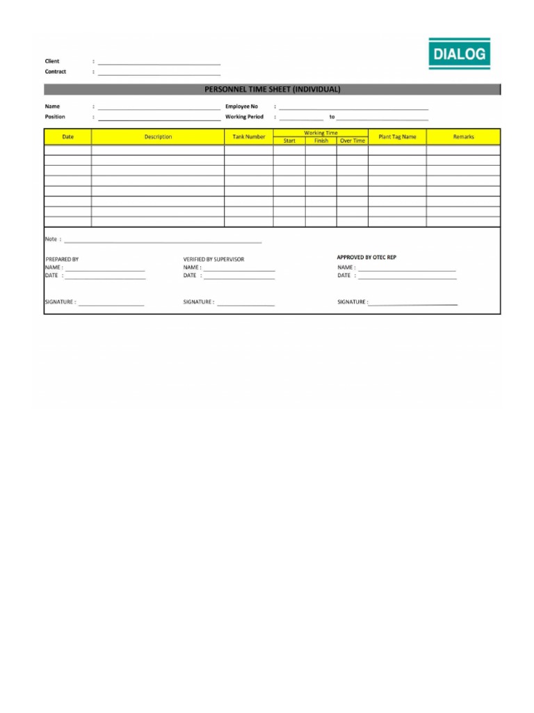 Timesheet Form Dpi Manpower | PDF