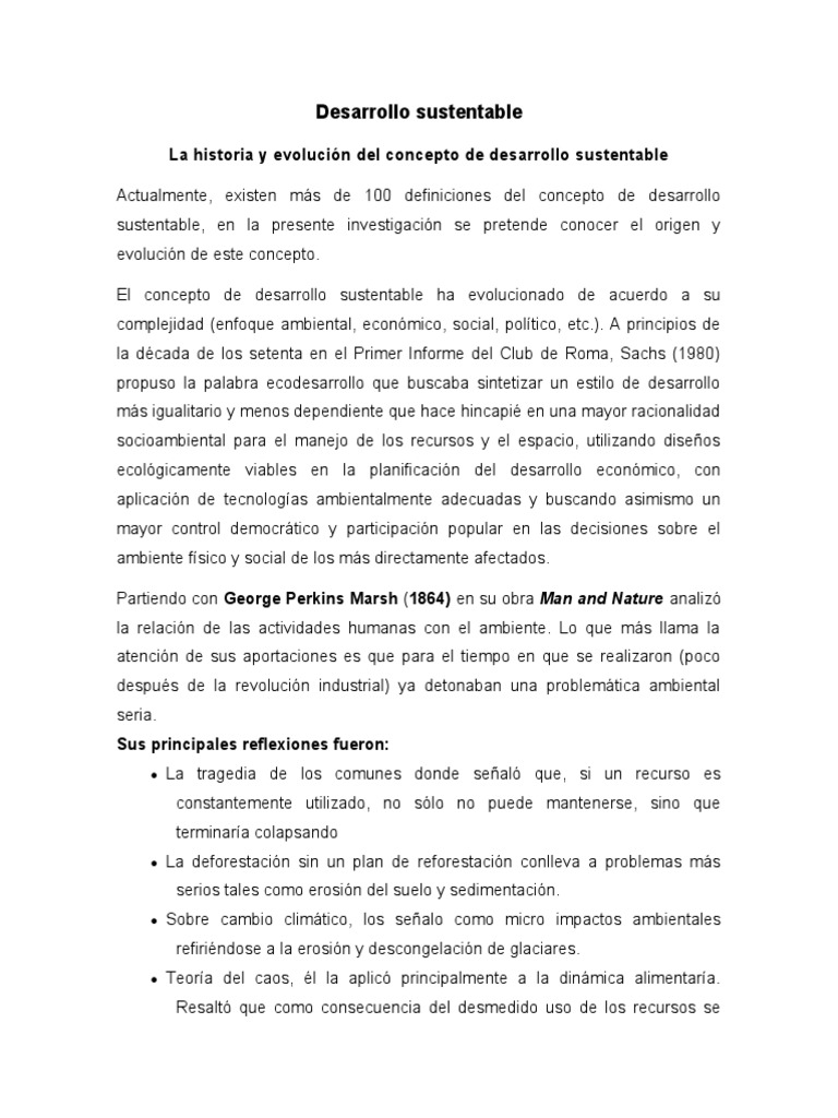 La Historia y Evolución Del Concepto de Desarrollo Sustentable | PDF | Desarrollo sostenible ...