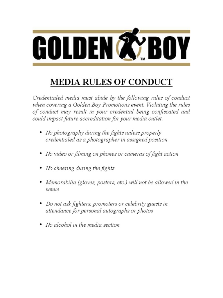 Media Rules of Conduct | PDF