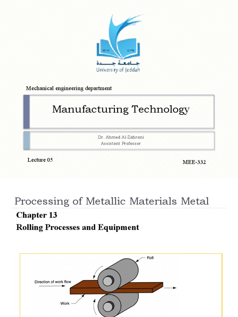 MEE 332 05 Rolling | PDF | Rolling (Metalworking) | Mechanical Engineering