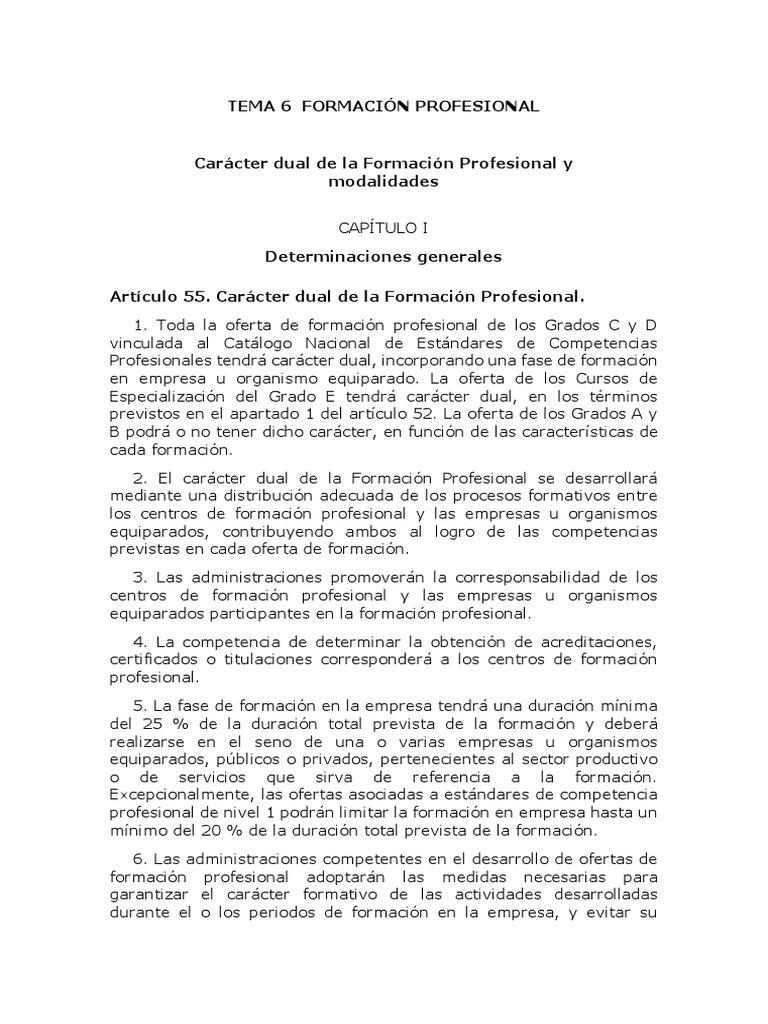 Formación Profesional Dual: Estructura y Objetivos | PDF | Desarrollo ...
