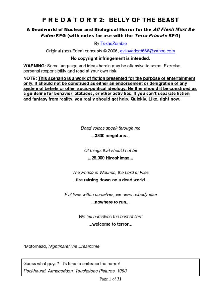 Predatory 2 - Belly of the Beast | PDF | Acute Radiation Syndrome