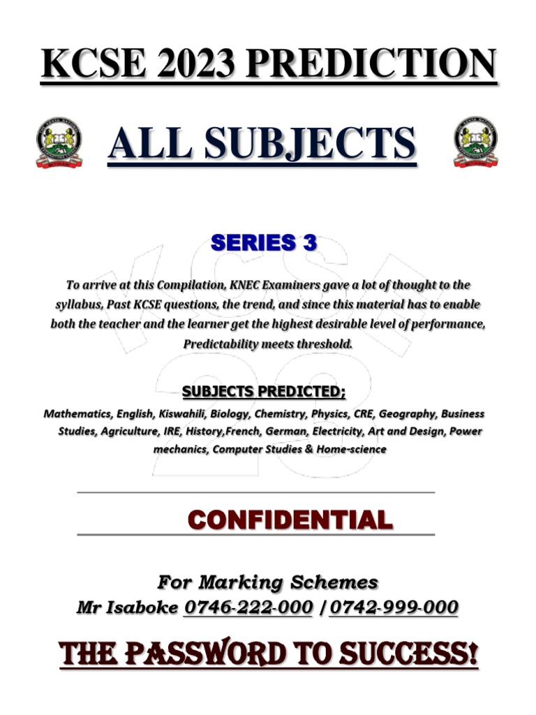 Kcse 2023 Prediction Exams Series 3 | PDF | Buoyancy | Kenya