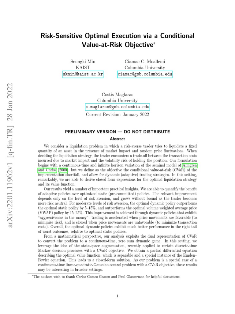 Risk Sensitive Optimal Execution Mry Pdf