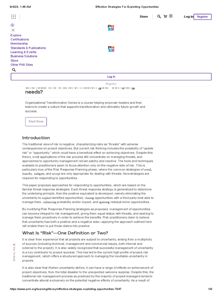 Effective Strategies For Exploiting Opportunities | PDF