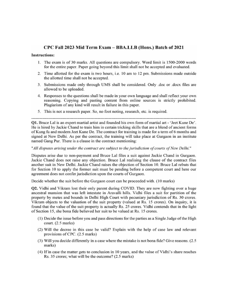 CPC Mid Term Fall 2023 | PDF