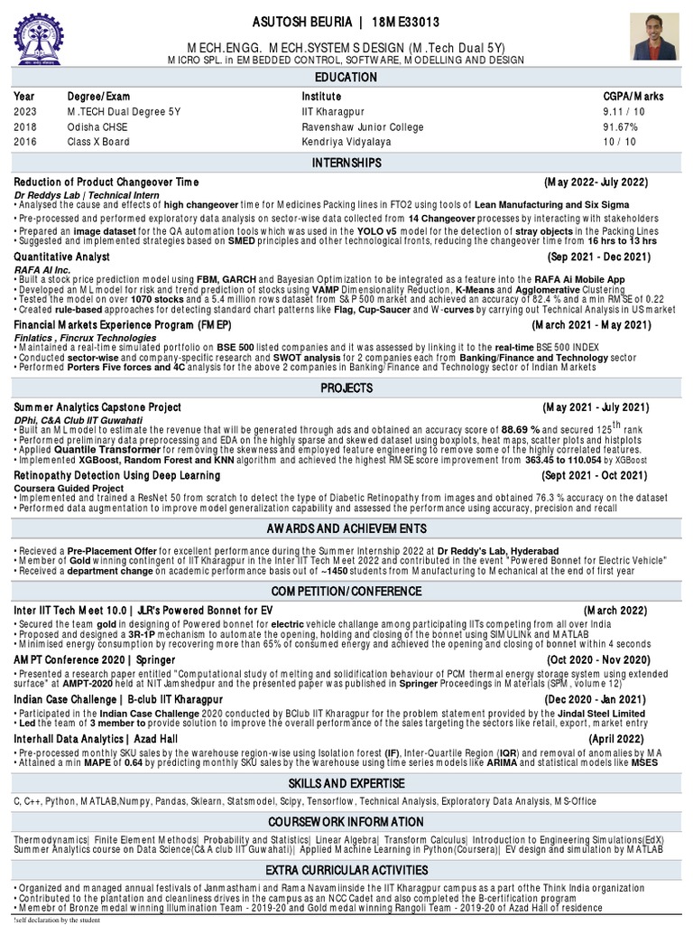 CV Analytics Placement | PDF