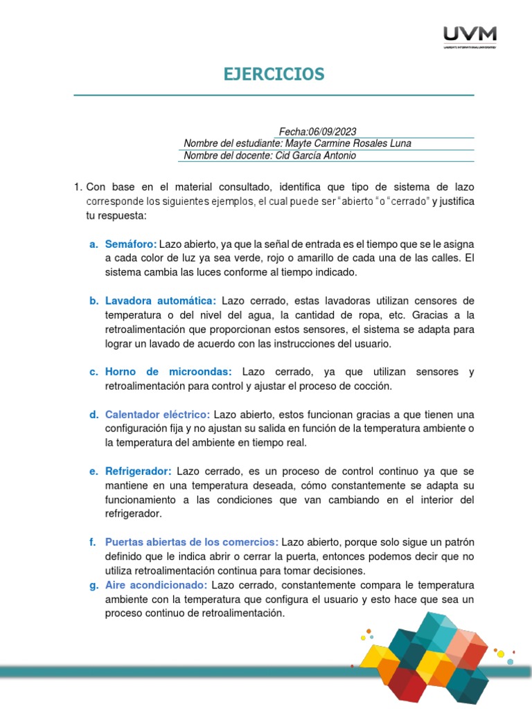 A2 MCRL Ejercicios | PDF | Realimentación | Temperatura