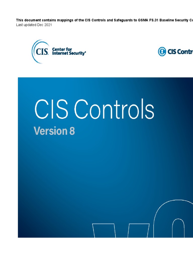 CIS Controls v8 Mapping To GSMA FS.31 Baseline Security Controls v2.0 | PDF | Methodology ...