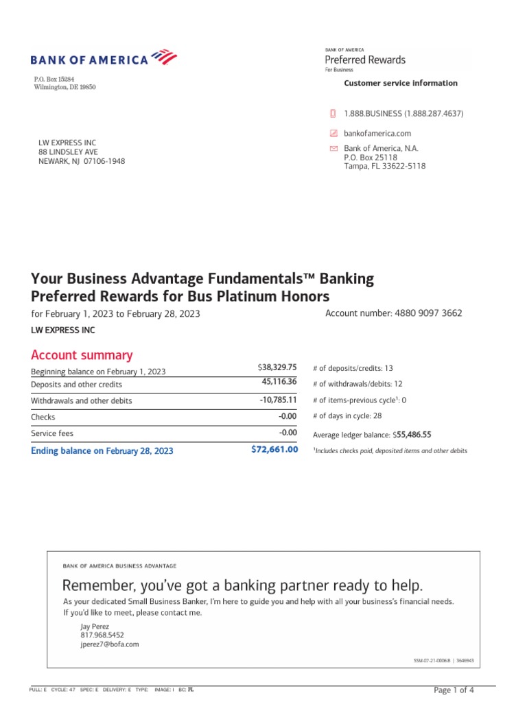 BofA February | PDF | Overdraft | Banks