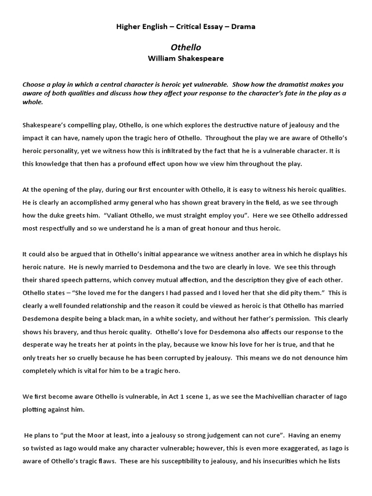 Othello: Heroism and Vulnerability | PDF