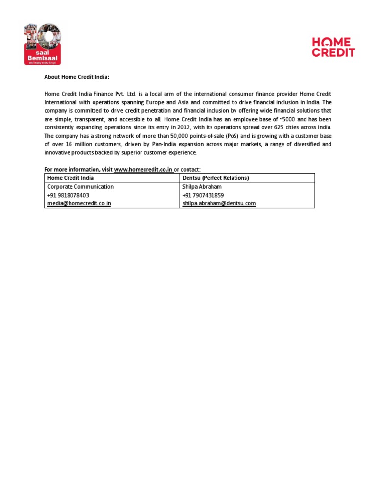 Home Credit India: Financial Inclusion Focus | PDF | Credit | Finance ...