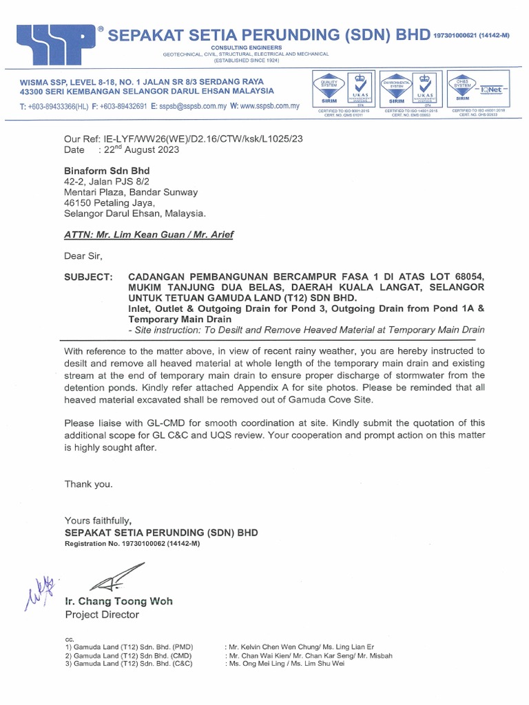 L1025 SI To Desilt and Remove Heaved Material at Temporary Main Drain | PDF