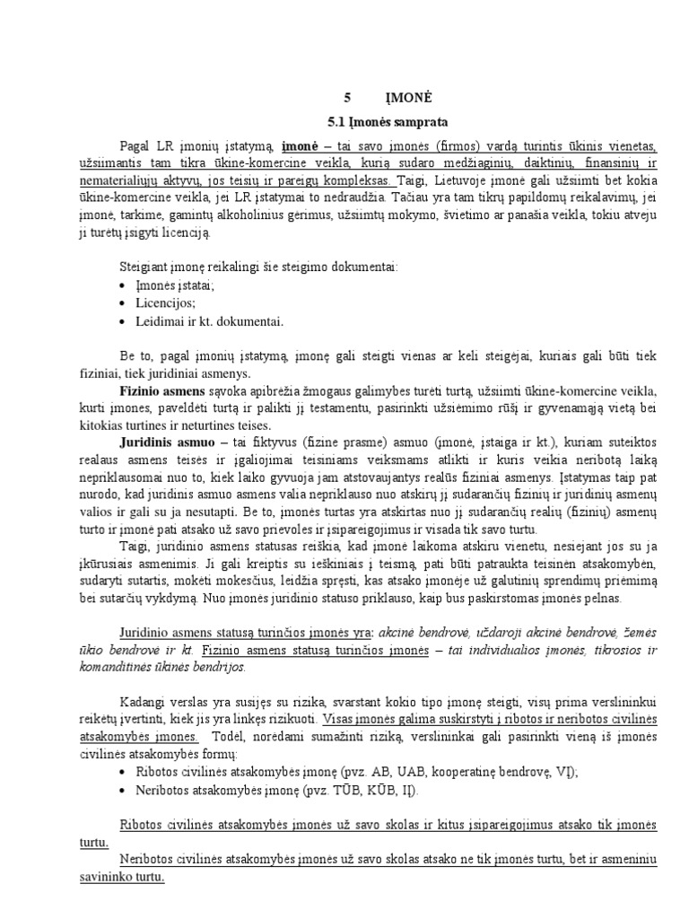 5 Paskaita. Teisiniai Imoniu Tipai - Stud | PDF